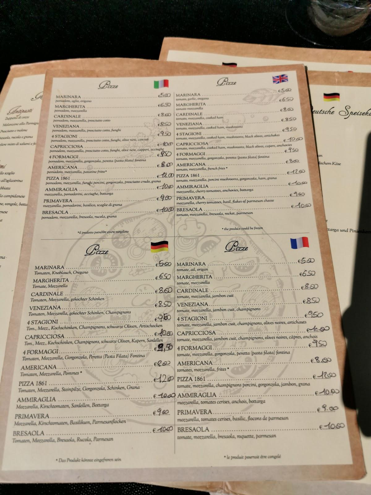 Menu at Ristorantino 1861, Santa Teresa Gallura