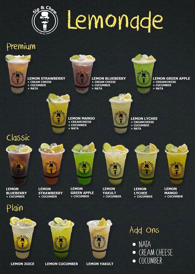 Menu at Sip and Chew cafe, Pasay
