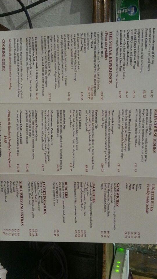 Menu at Three Jolly Sailors pub & bar, Burniston