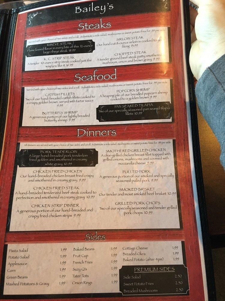 Menu at Baileys Family Dining restaurant, Carl Junction