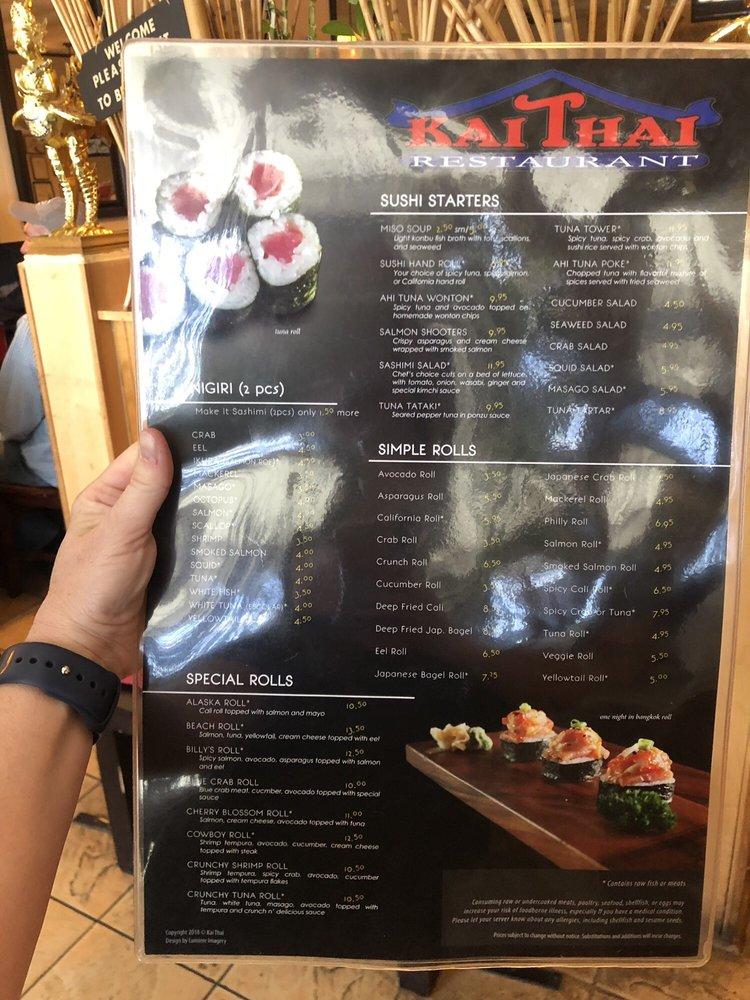 Menu at Kai Thai Restaurant, Milledgeville, N Columbia St C2