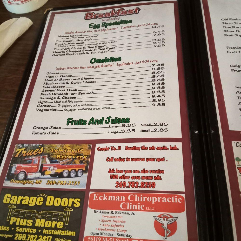 Menu at Mr. Wahoo's Eatery restaurant, Dowagiac