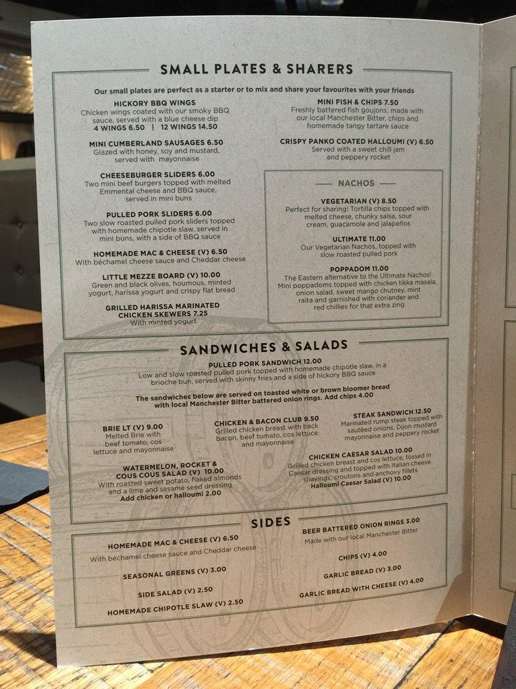 Menu at The Grain Loft pub & bar, Manchester