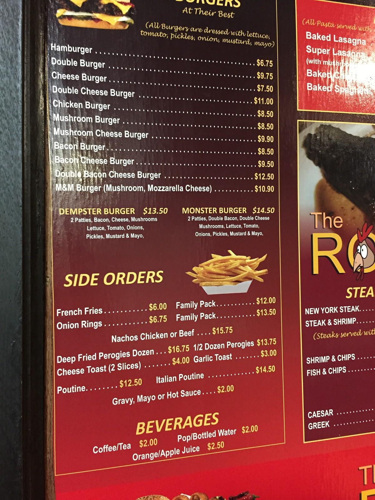 Menu at The Roost Restaurant, Inuvik