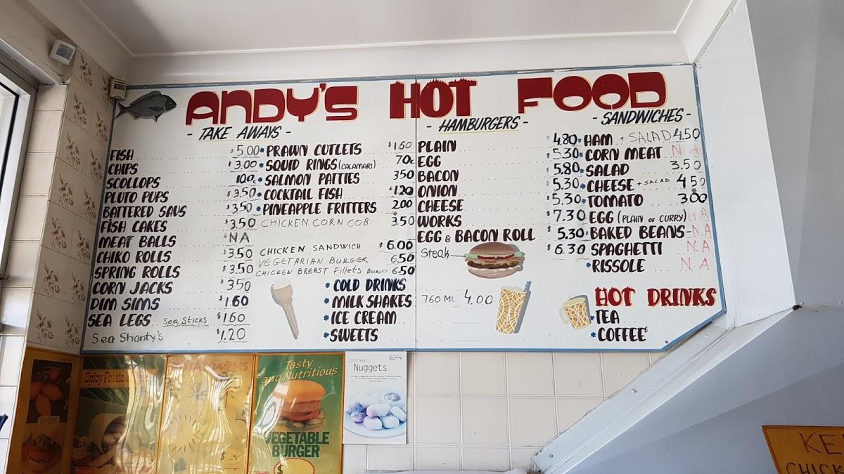 Menu at Andy's Fish & Chip Shop fast food, New Lambton