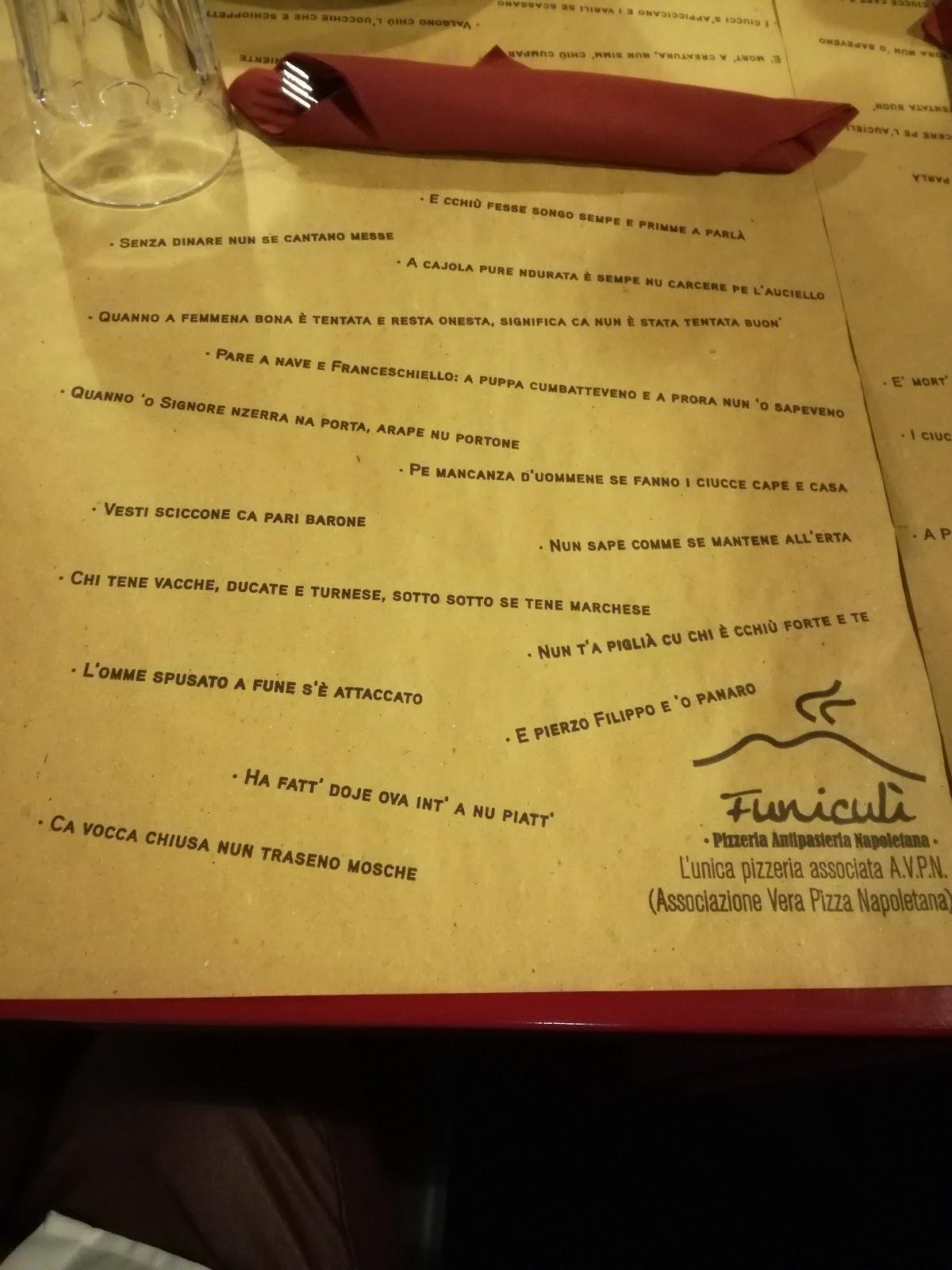 Menu at Funiculì pizzeria, Lucca, Viale S. Concordio