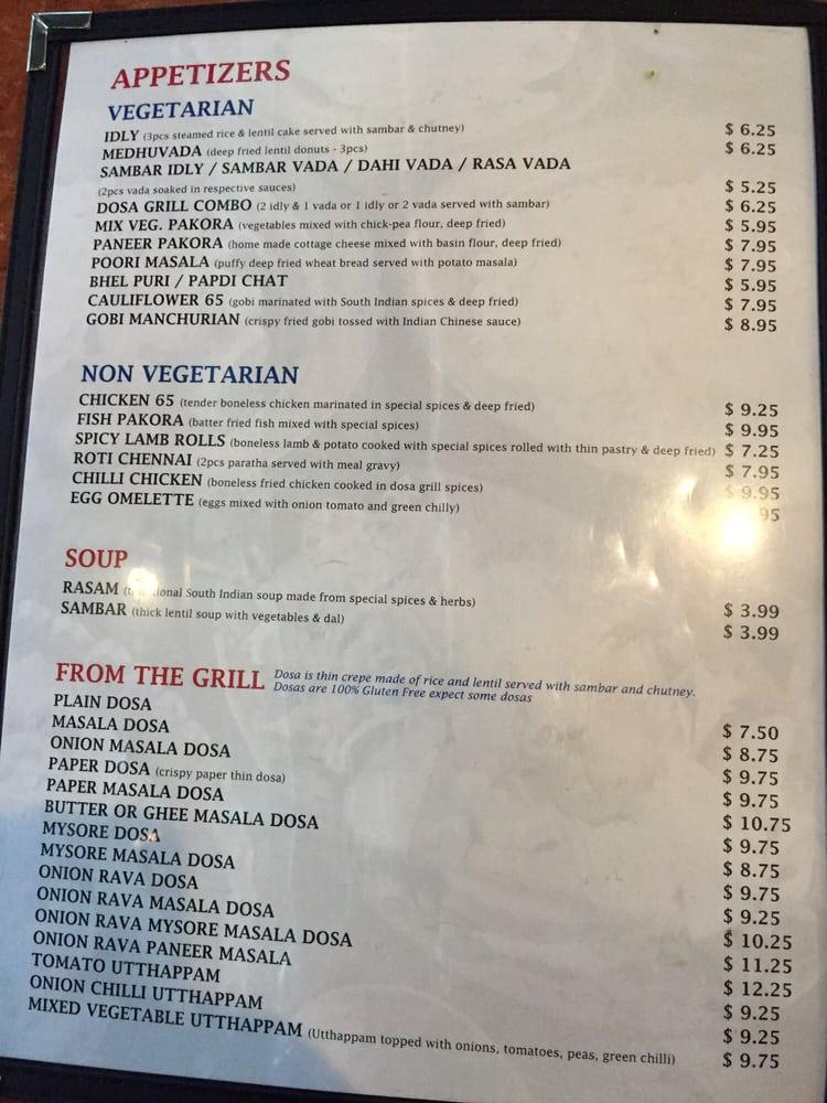 Menu at Krishna's Dosa Grill restaurant, Surrey
