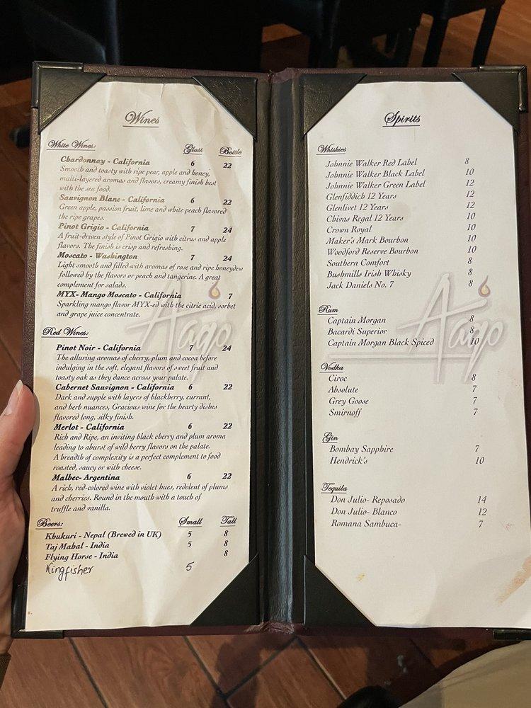 Menu at Aago Indian/ Nepalese Restaurant & Bar, Newport News, Warwick ...
