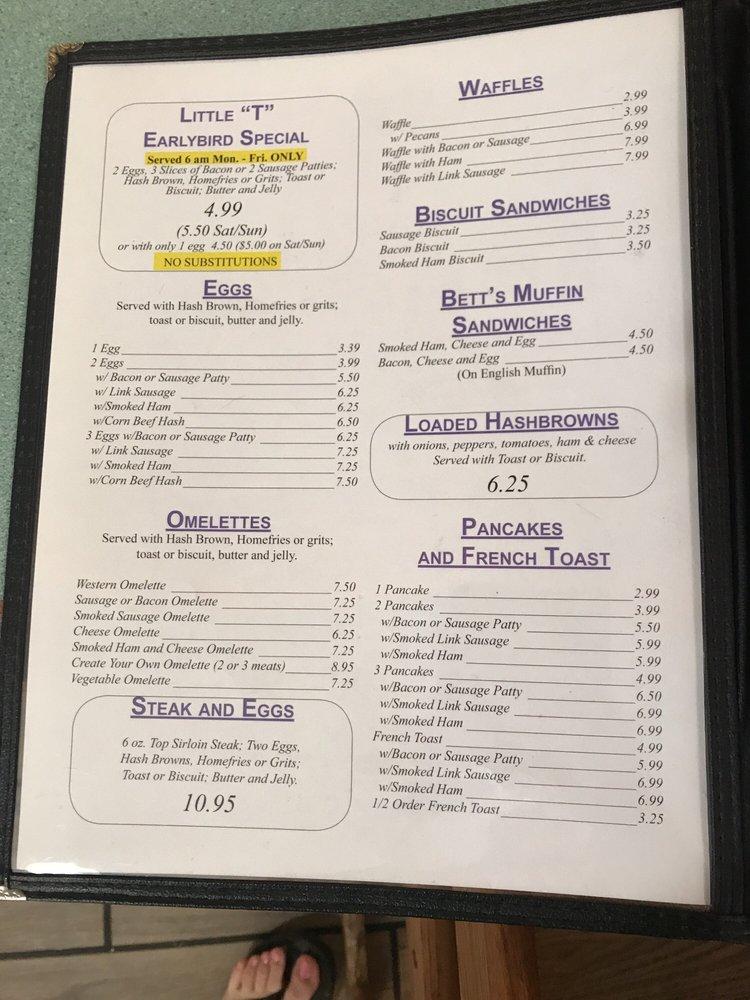 Menu at Bett's Big T Restaurant, Chiefland