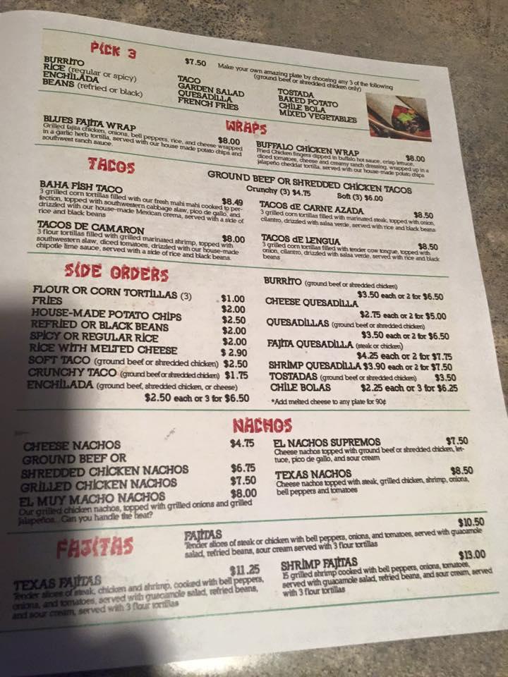 Menu at Blue Tolok Grill & Bar, Anderson