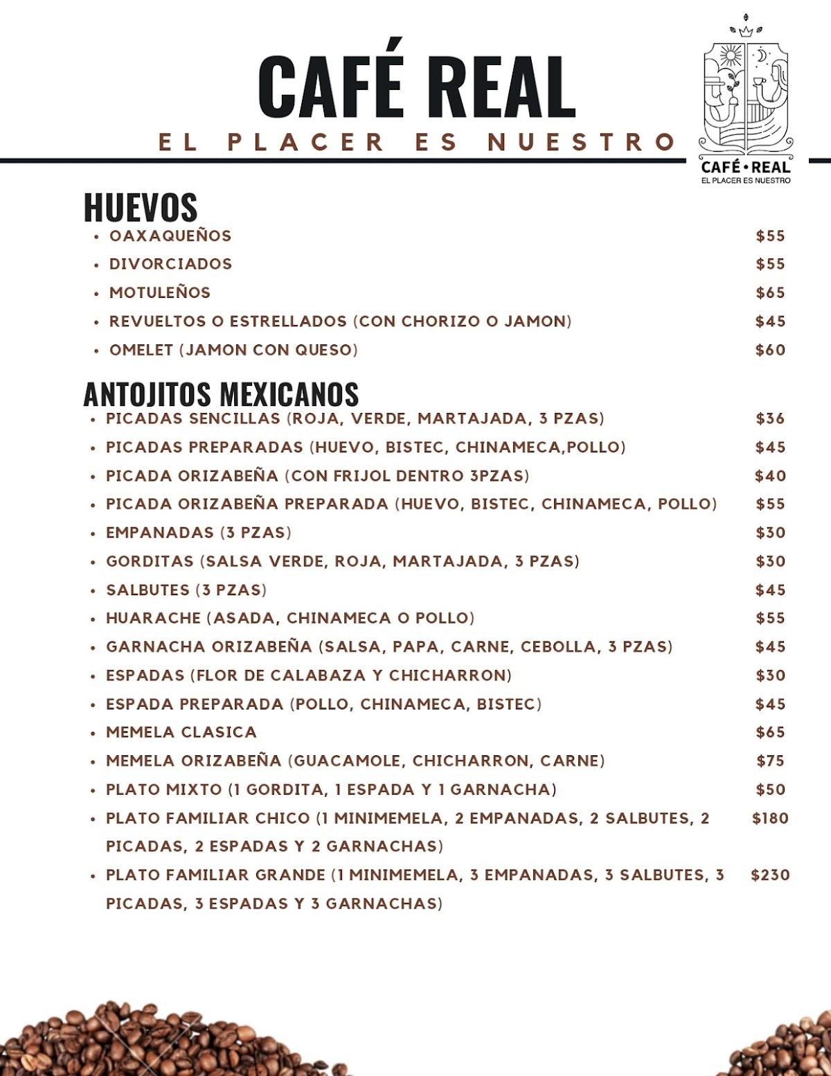 Carta de REAL CAFÉ, Coatzacoalcos