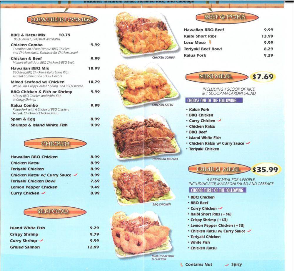Menu at Q&Q Hawaiian bbq, Santa Clarita