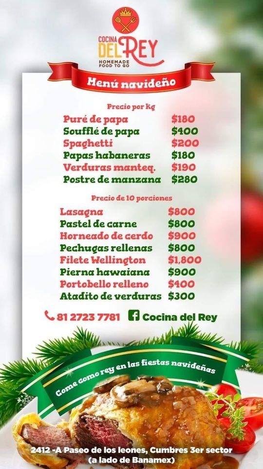 Menu at Cocina Del Rey restaurant, Monterrey