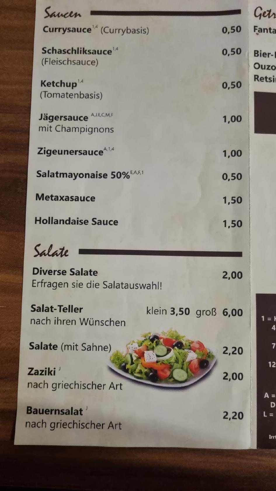 Menu at El Greco Grill restaurant, Essen, Bochumer Landstraße 330