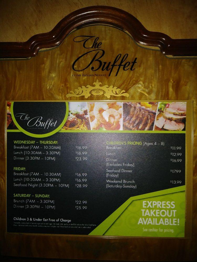 Menu at Golden Nugget Buffet restaurant, Las Vegas