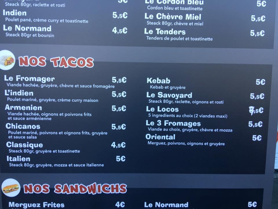Menu at Le Sun Light fast food, La Ciotat, Résidence Aurore