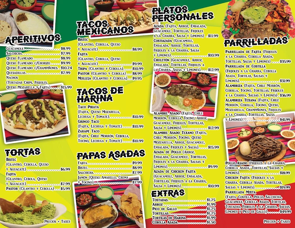 Menu at Leños y Brasas restaurant, Harlingen