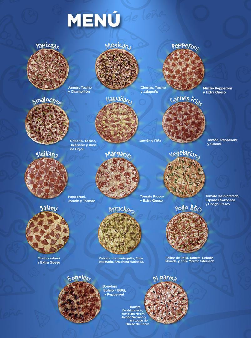 Menu at Papizzas restaurant, Guasave