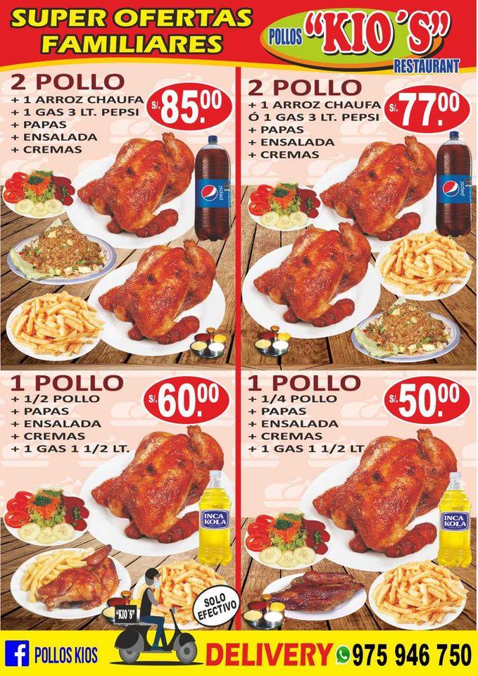 Menu at Pollos KIOS" restaurant, Lima
