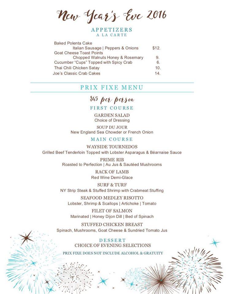 Menu at Taconic Wayside Inn pub & bar, Copake Falls