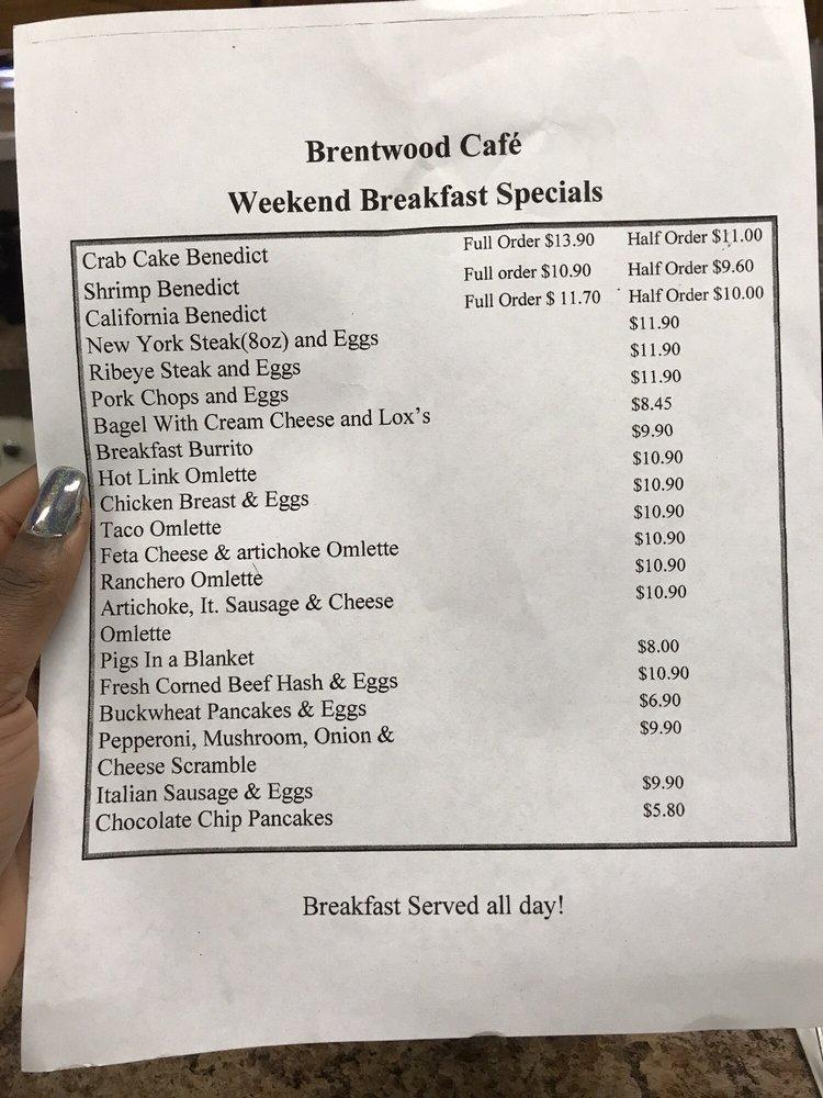 Menu at Brentwood Cafe, Brentwood, Brentwood Blvd