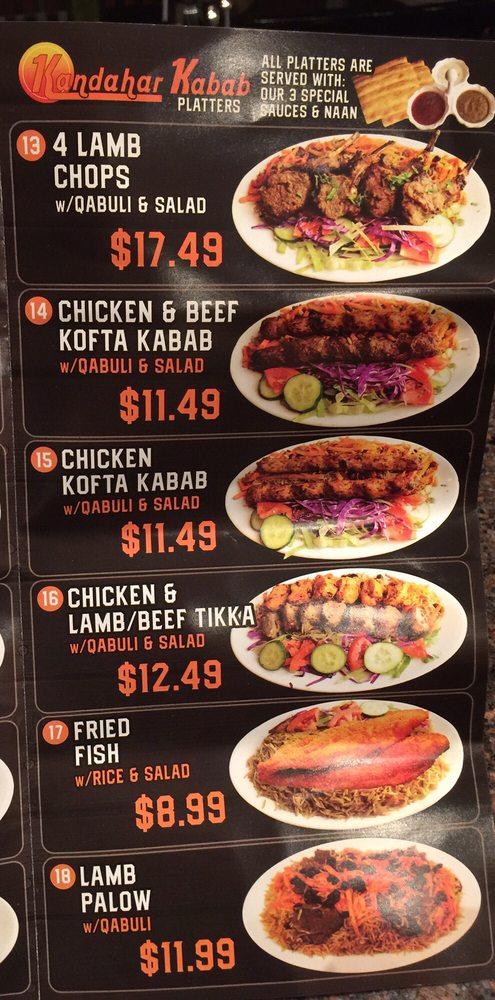Menu at Kandahar Grill restaurant, Hicksville