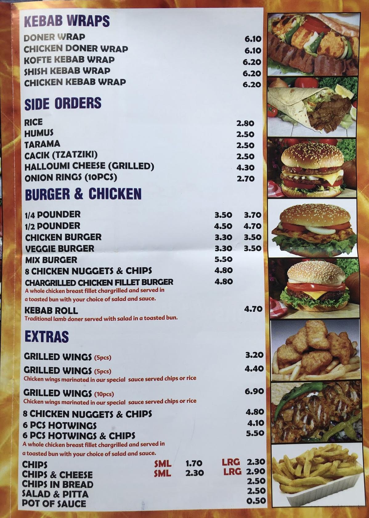 Menu at Kebab Ye Express restaurant, London