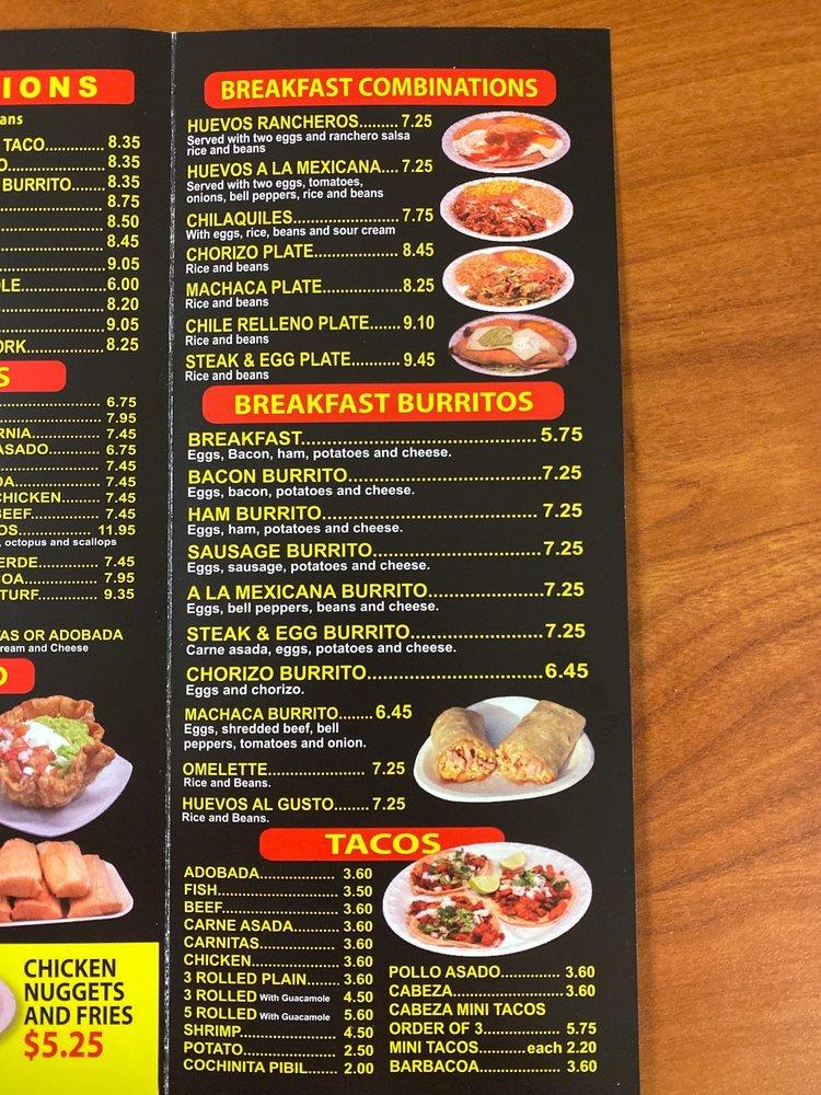 Menu at Oscar's Mexican Food restaurant, Poway