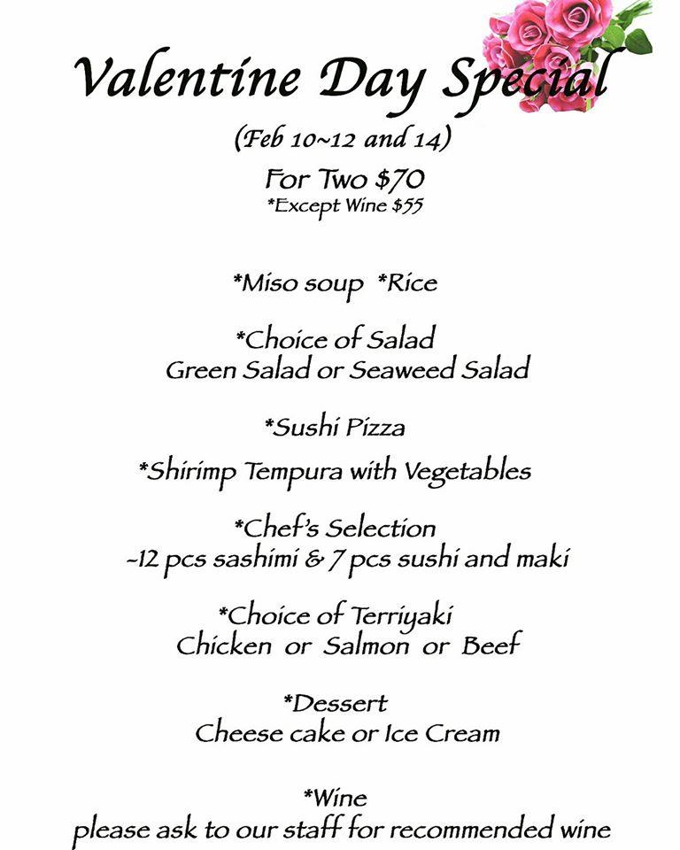 Menu at Sushi Aoi restaurant, Richmond Hill