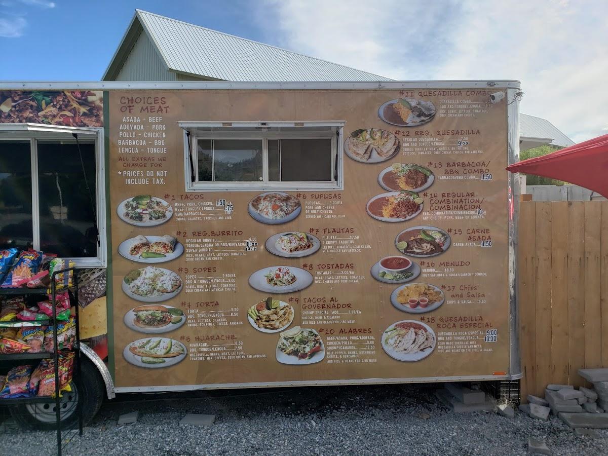 Menu at Tacos La Roca restaurant, Chelan, Chelan Falls Rd
