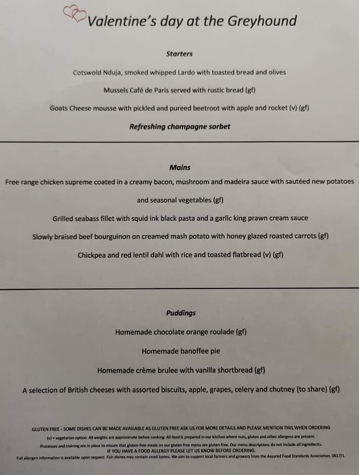 Menu at The Greyhound pub & bar, Cirencester, Ashton Rd