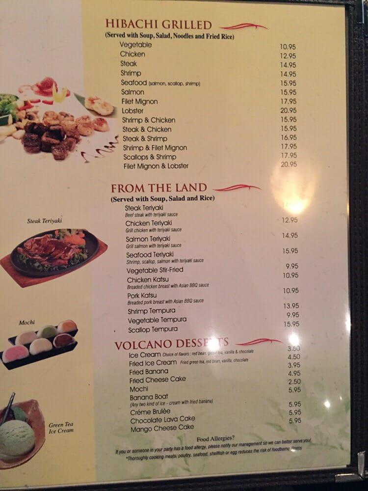 Menu at Volcano Sushi Bar & Hibachi, Del City, Main St #103