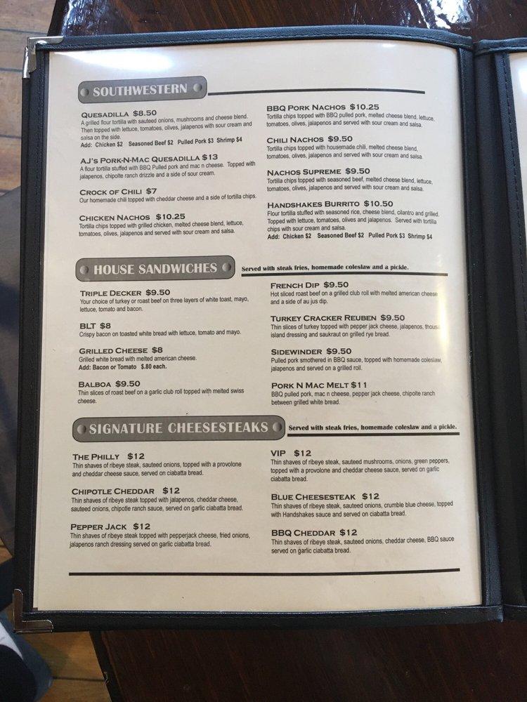 Menu at Handshakes Bar & Grill, Hopewell Junction, 337 NY-82