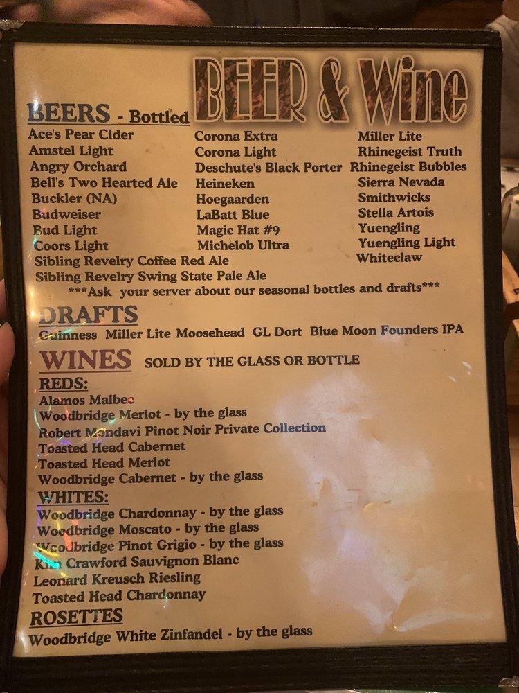 Menu at Moosehead Saloon pub & bar, Westlake