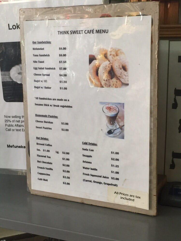 Menu at Think Sweet Cafe, New York City, 546 Kings Hwy