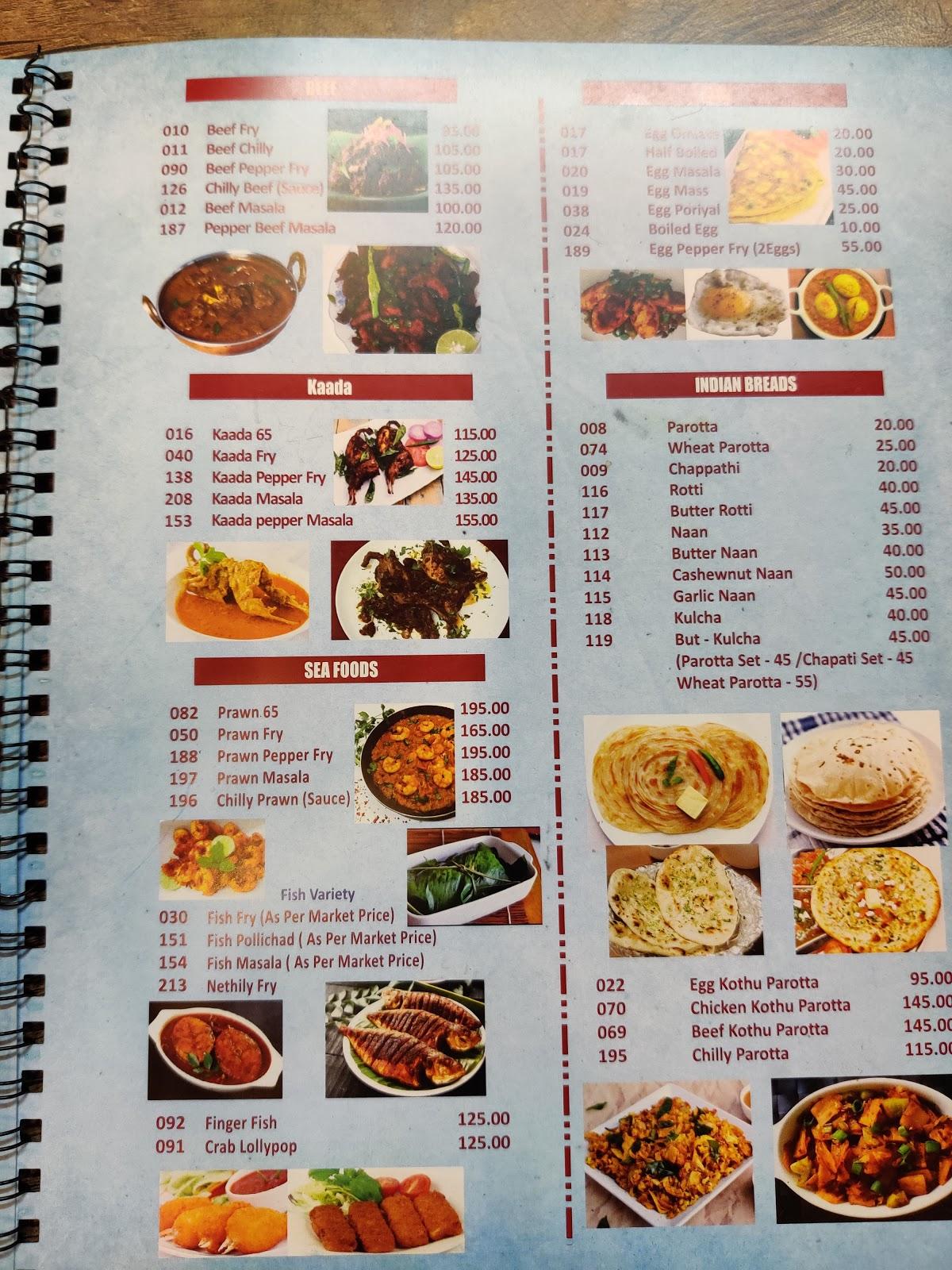 Menu at Kerala Mess, Tiruchirappalli, D 99