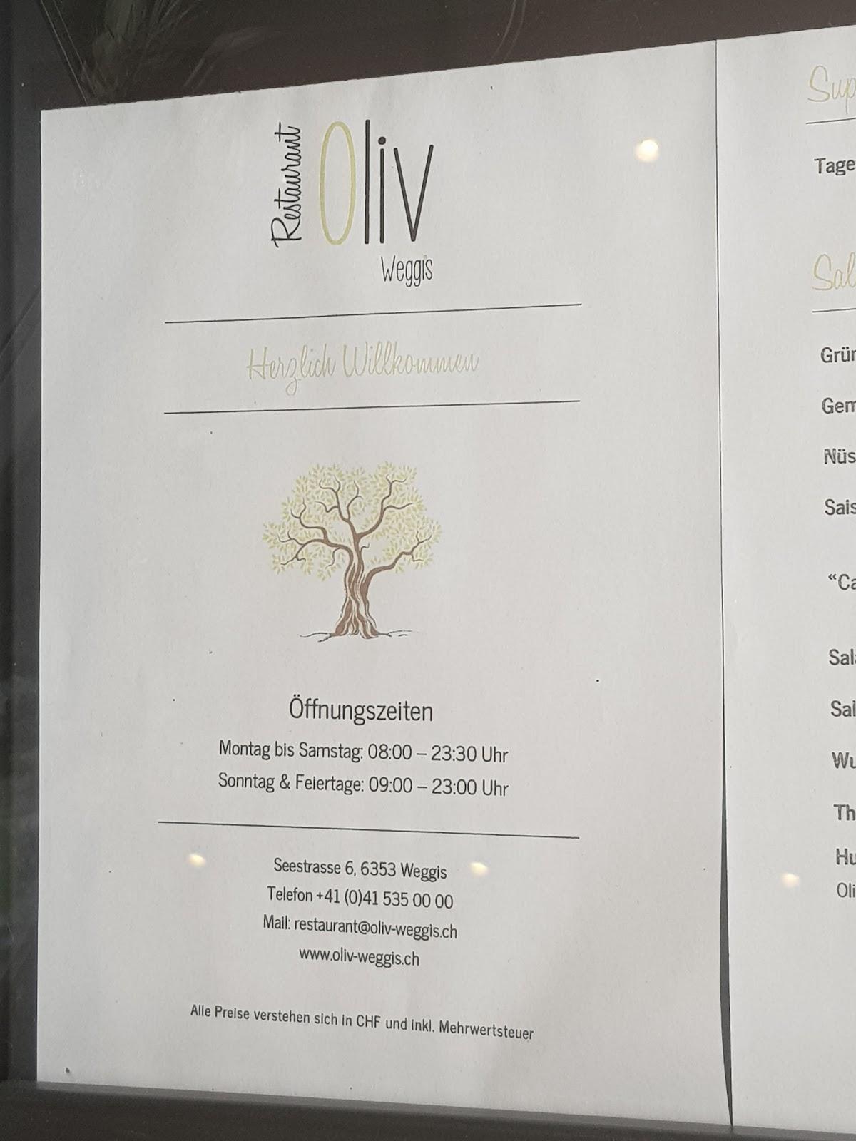 Speisekarte von Restaurant Oliv, Weggis