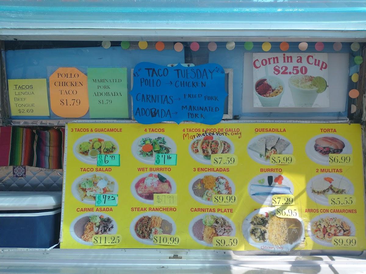 Menu at Taqueria Las Torres restaurant, Pullman