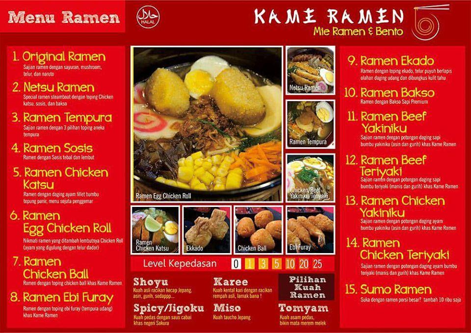 Menu at Kame Ramen - Mie Ramen, Bento & Mochi Ice Cream restaurant ...