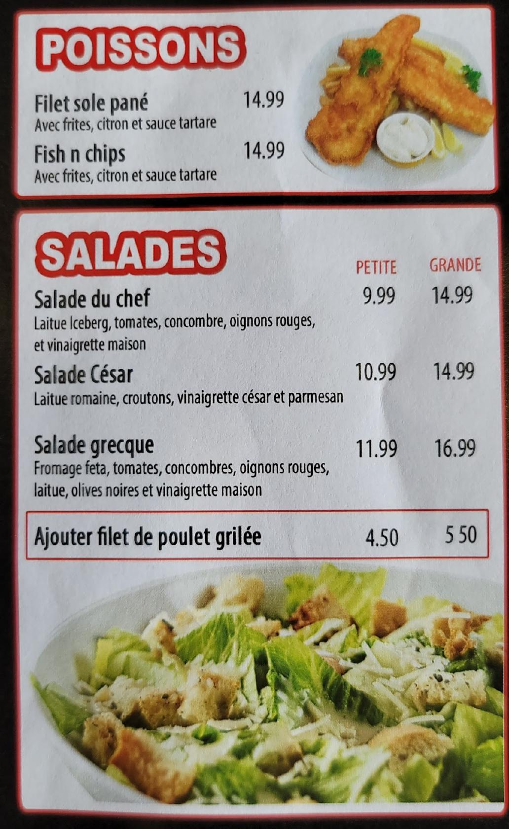 Menu au Pizzeria Cartier, Laval, 395 Bd Cartier O