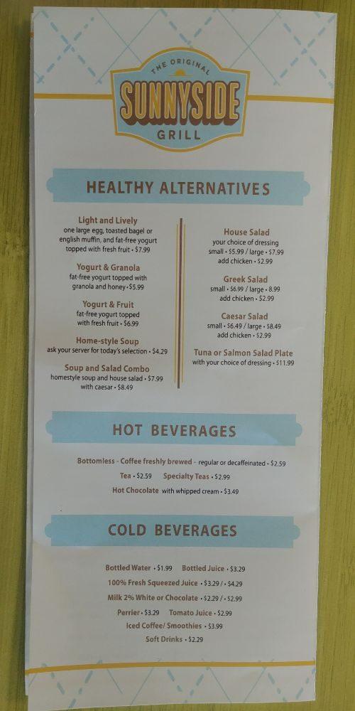 Menu at Sunnyside Grill Newmarket restaurant, Newmarket