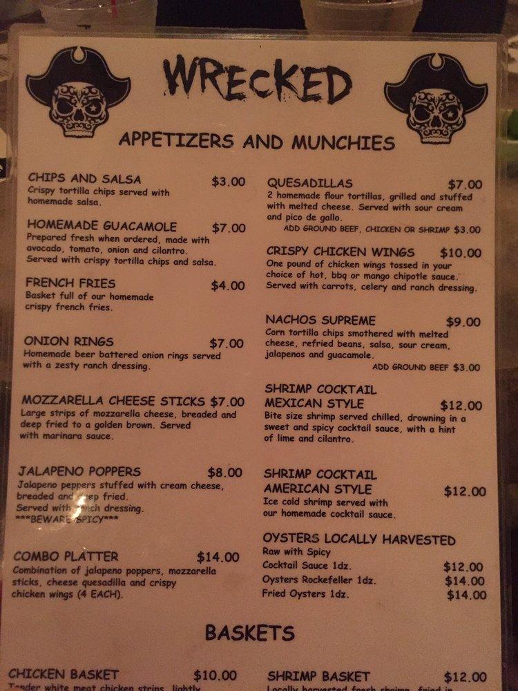 Menu at Wrecked at the Reef pub & bar, Puerto Peñasco