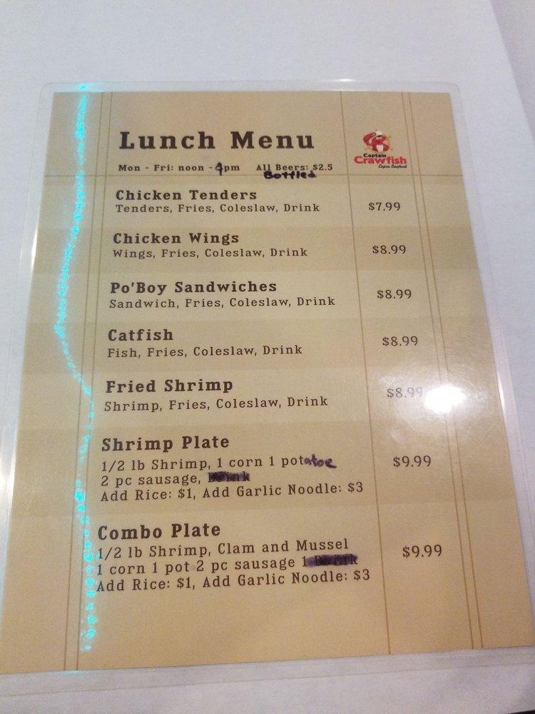Menu at Captain Crawfish Cajun Seafood Bakersfield restaurant, Bakersfield
