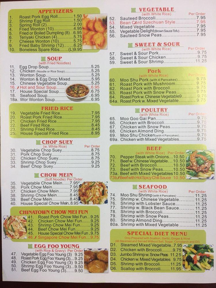 Menu at China One Restaurant, Santa Maria