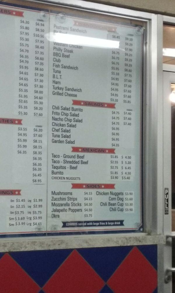 Menu at Generals Headquarters restaurant, Shafter