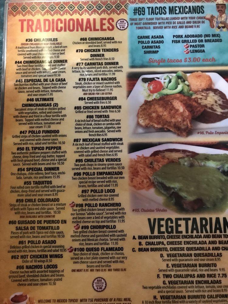 Menu at Mexico Tipico Mexican Restaurant, Prattville, E Main St