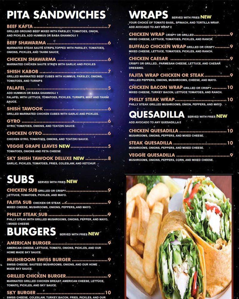 Menu at Sky Lounge Parma pub & bar, Parma Heights