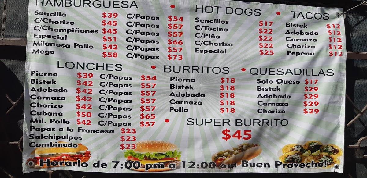 Carta del restaurante Chepe's Burger, San Antonio Tlayacapan
