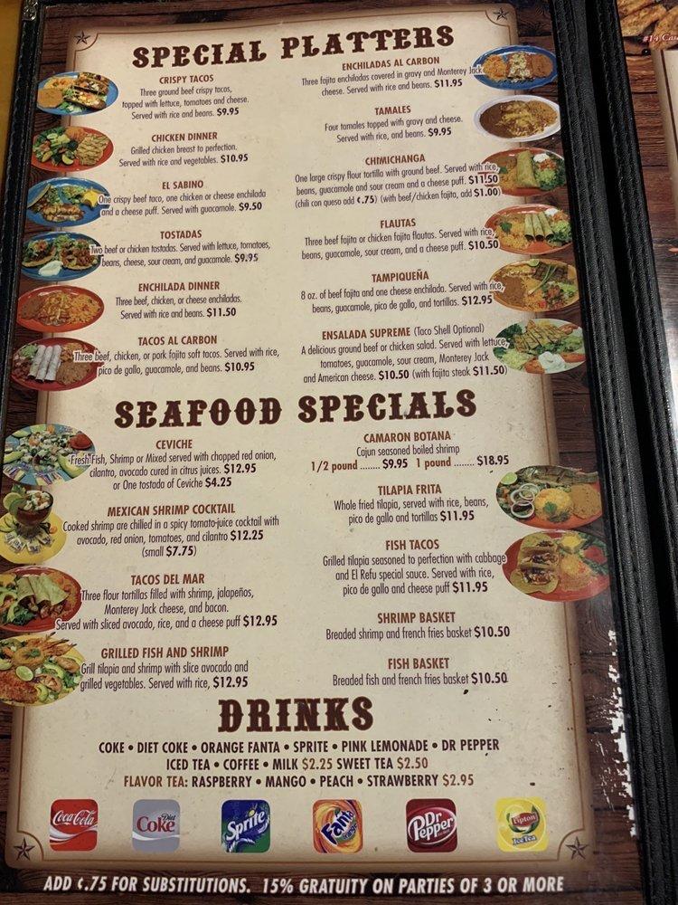 Menu at El Refu pub & bar, Humble
