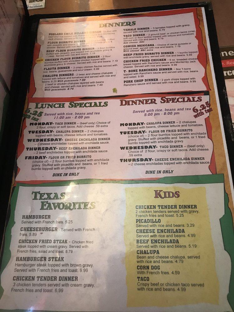 Menu at Herbert's Taco Hut restaurant, San Marcos